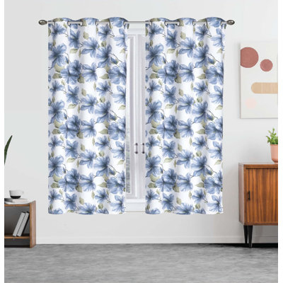 Margaret Josephs Blackout Floral Window Curtain Set with Grommets & Reviews | Wayfair